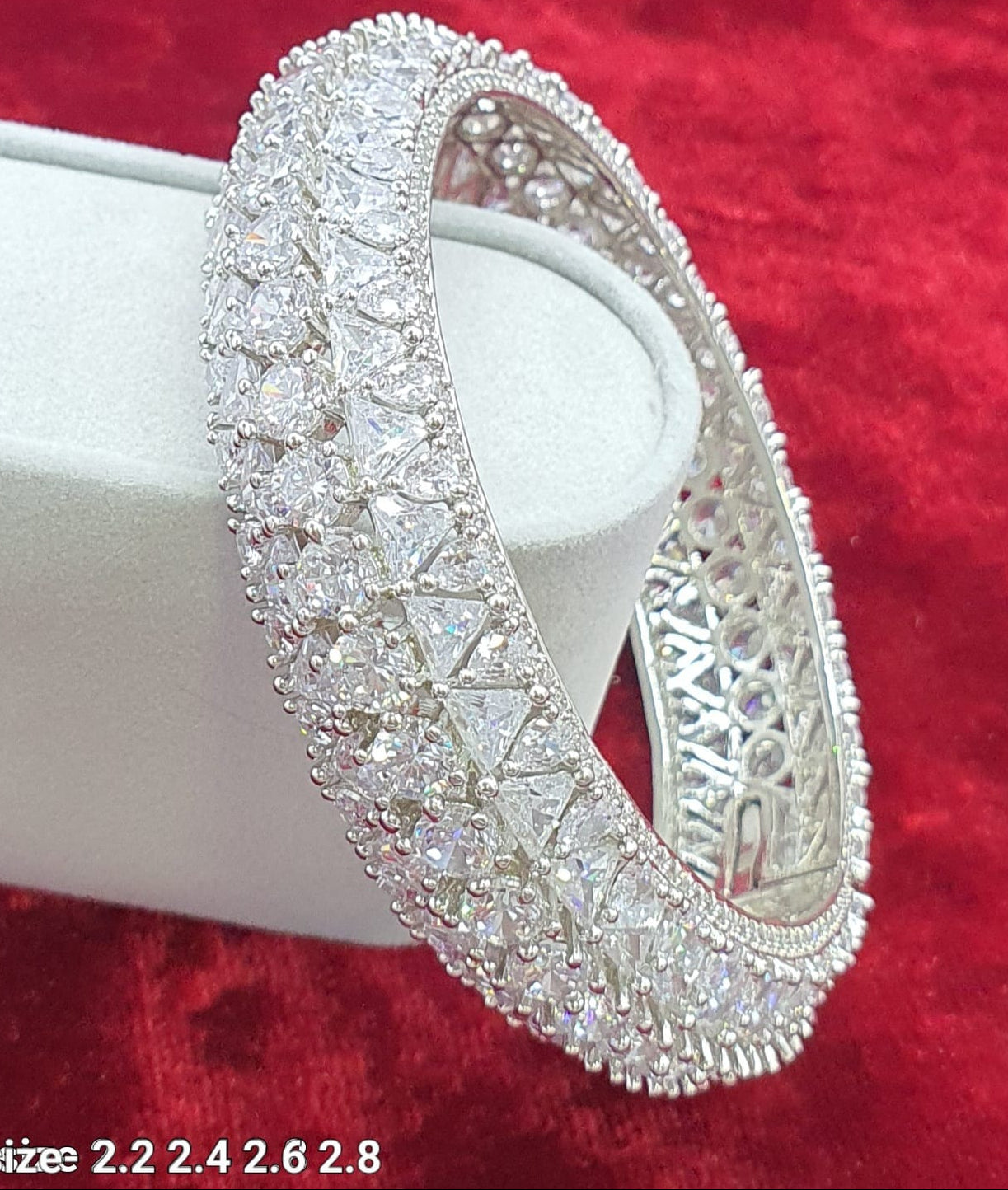 silver diamond bangles set